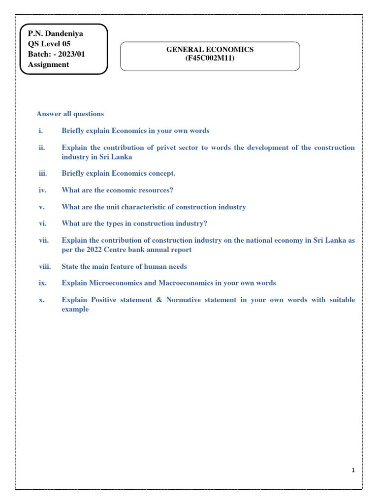 general economics | PDF | Economics | Capital (Economics)