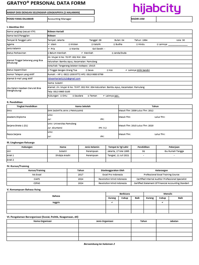5.1.2.4.4 GRATYO Personal Data Form 1 3 | PDF