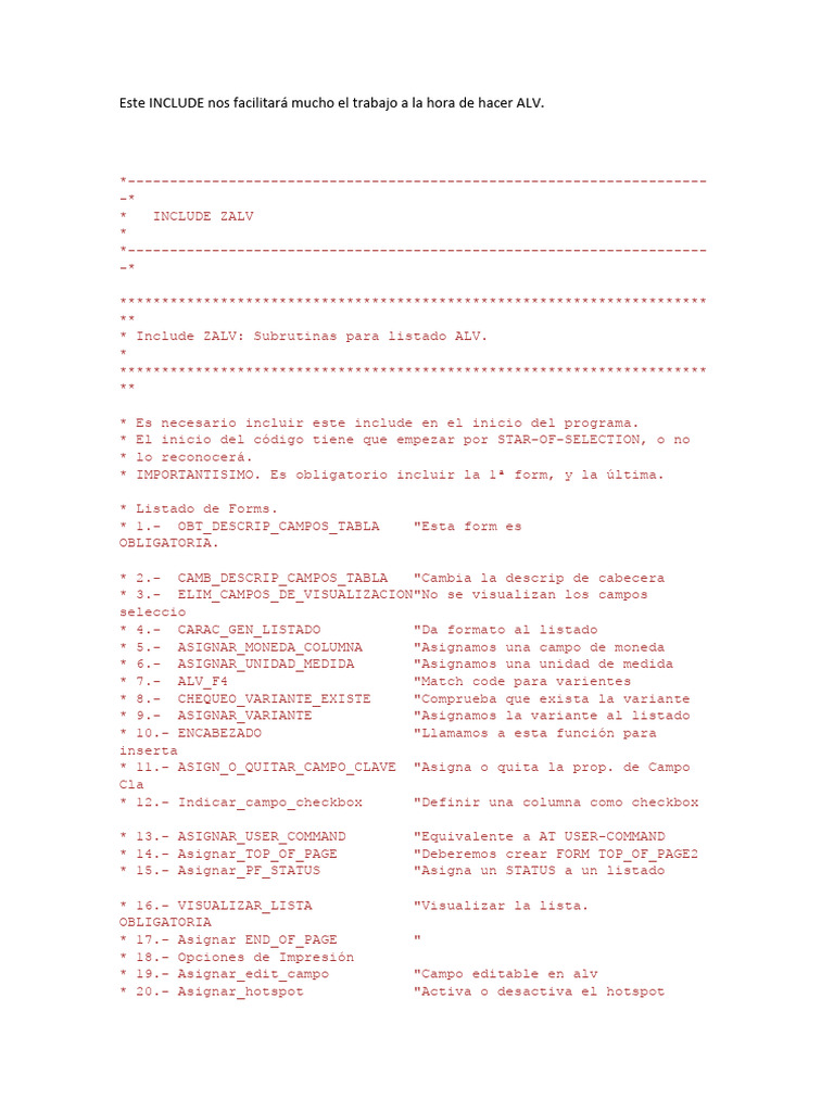 INCLUDE Con Muchas Opciones de Un ALV | PDF | Programación de computadoras | Desarrollo de software