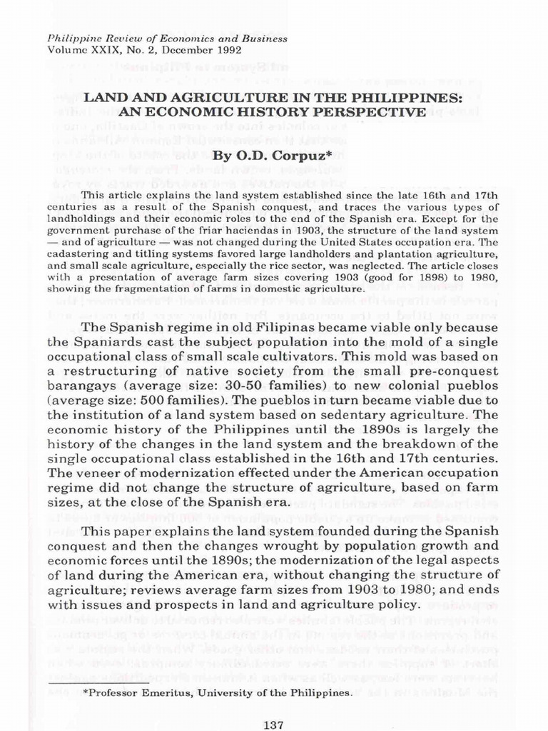 (Corpuz) Land and Agriculture in The Philippines - An Economic and ...