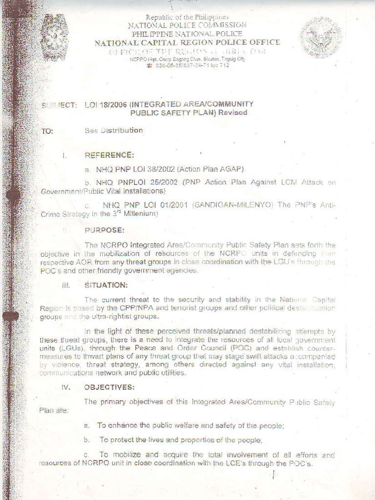 LOI 18-06 (Integrated Area Community Public Safety Plan-Revised) | PDF
