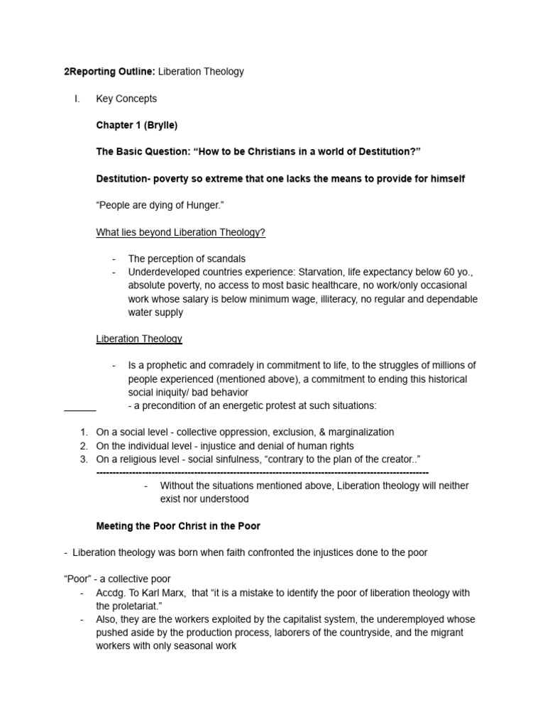 Reporting Outline For Liberation Theology | PDF | Mary, Mother Of Jesus ...