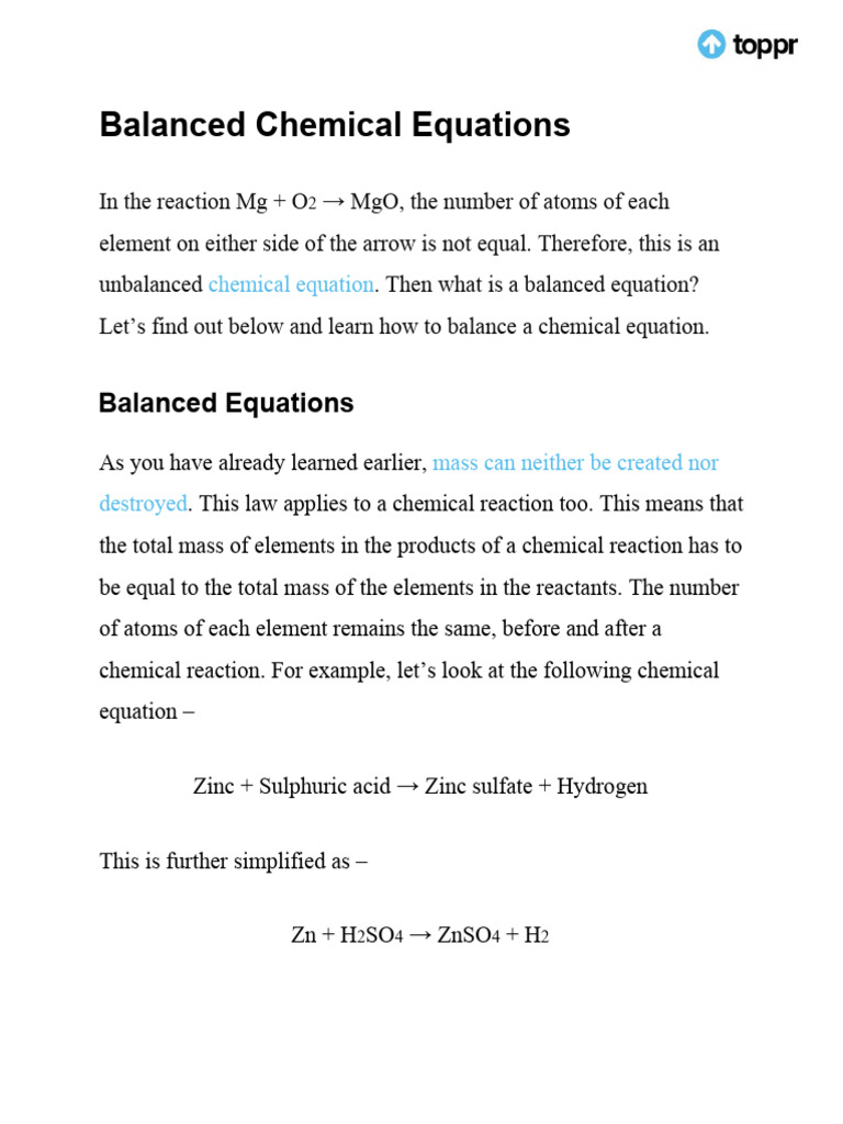 Class 10 Science Chapter 1 Chemical Reactions and Equations Revision ...