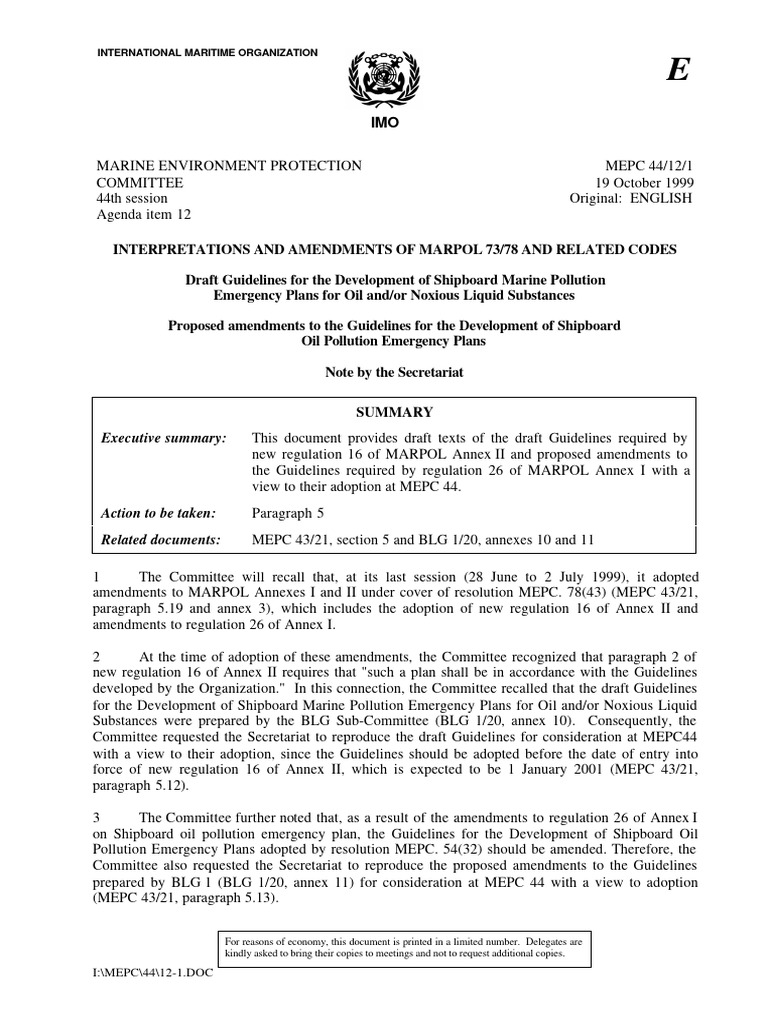 SOPEP requirements | PDF | Ships