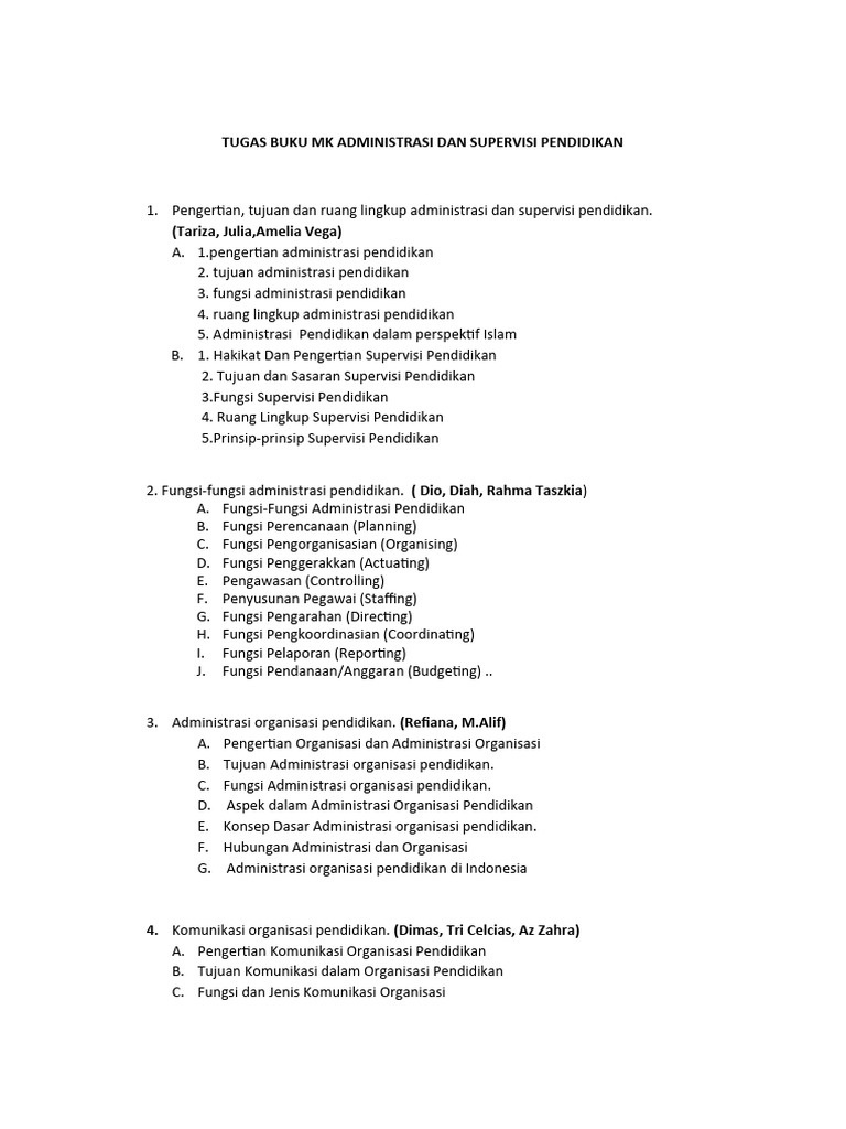 Tugas Buku MK Administrasi Dan Supervisi Pendidikan | PDF