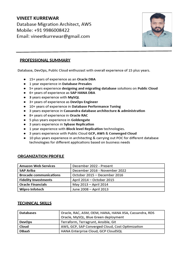 Vineet-Kurrewar-Cv (1) - 1 | PDF | Databases | Cloud Computing