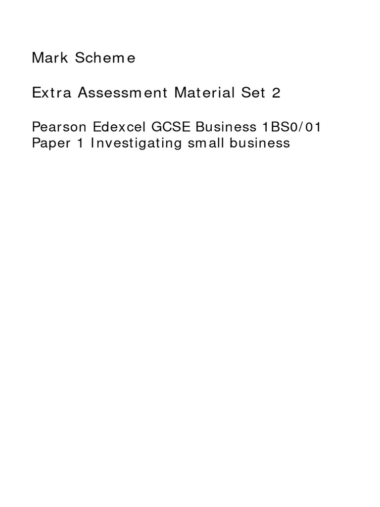 GCSE_Business_Specimen_Papers_Set_2_Paper_1_Mark_Scheme | PDF | Brand | Information