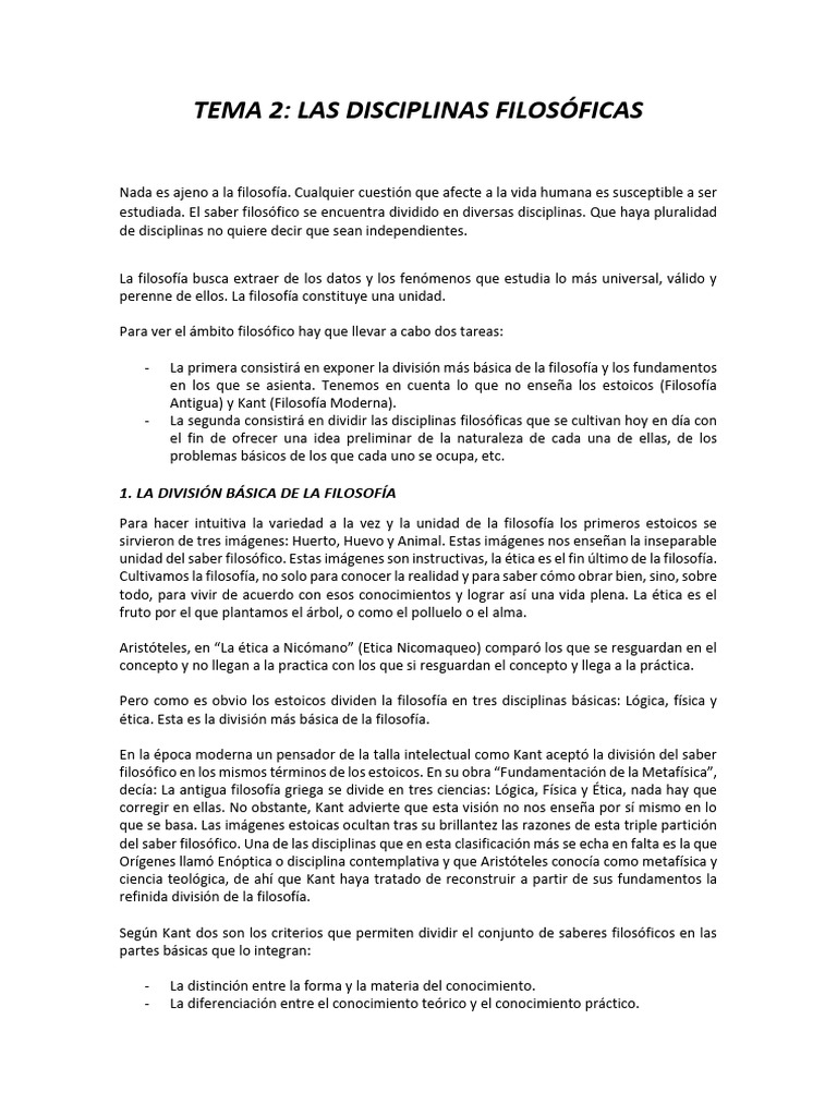 Clasificación de las Disciplinas Filosóficas | PDF | Conocimiento ...