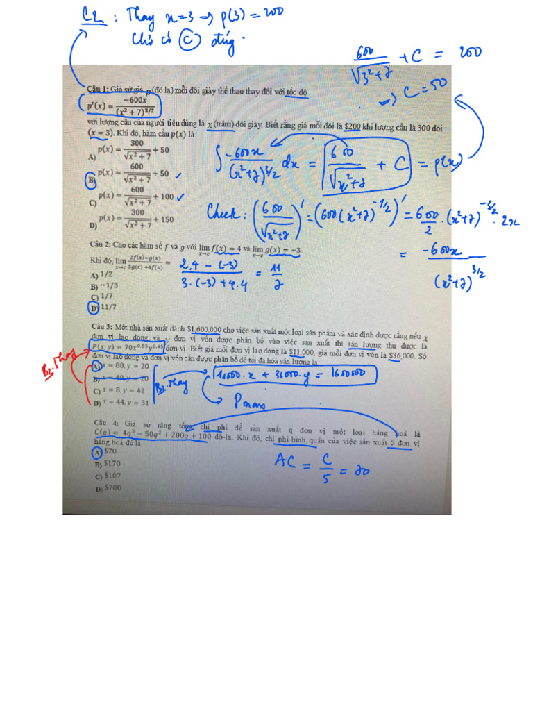 Chữa đề toán buổi 2 Đề cuối kì K63 kì 2 | PDF