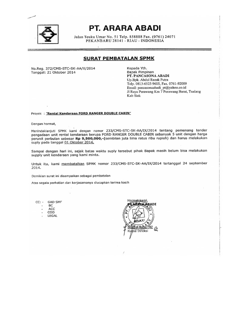 3.surat Pembatalan SPMK | PDF