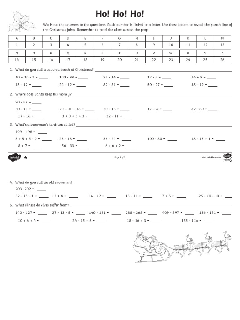 Christmas Math Jokes for Kids | PDF | Santa Claus | Seasonal Traditions
