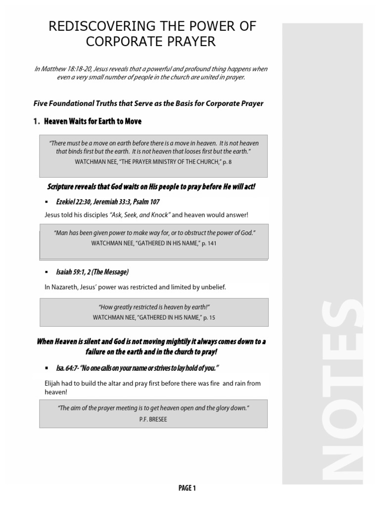 Rediscovering The Power of Corporate Prayer | PDF | Prayer | Jesus