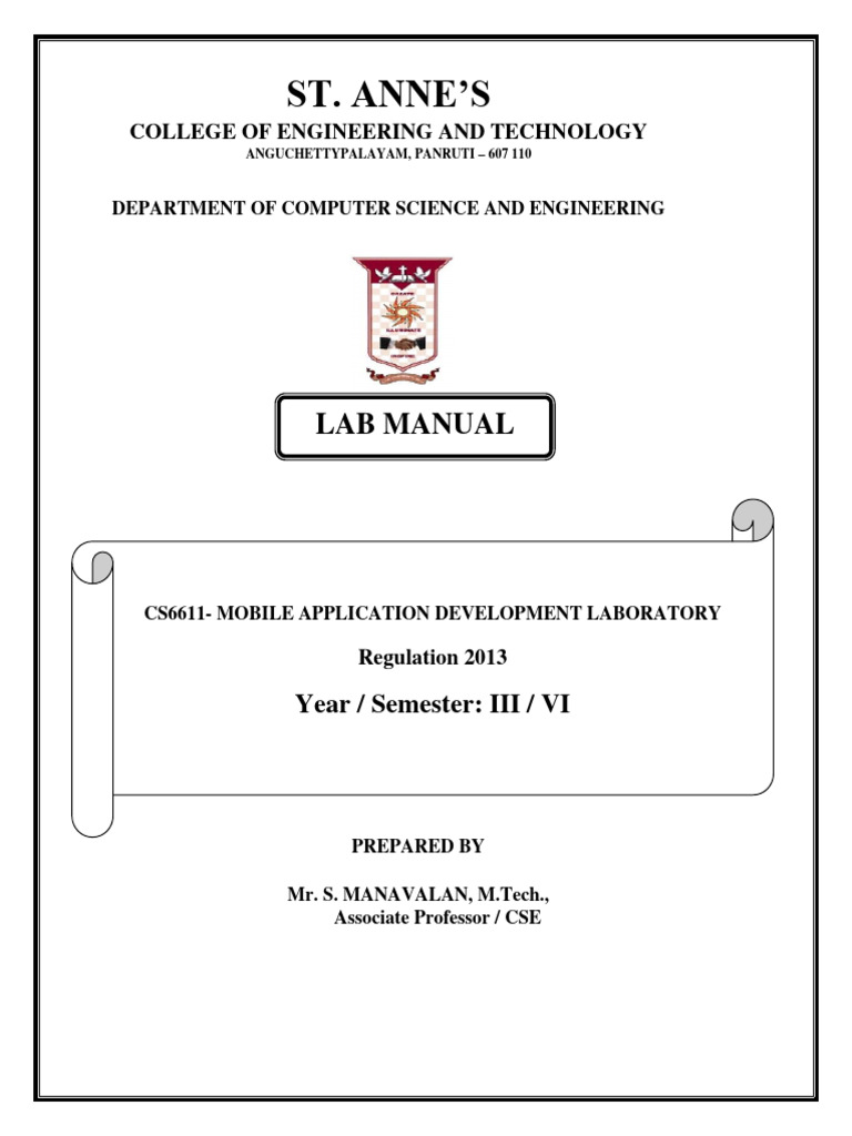 Mobile App Development Lab Manual | PDF | Eclipse (Software) | Android (Operating System)