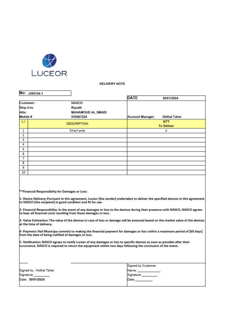 Delivery note | PDF