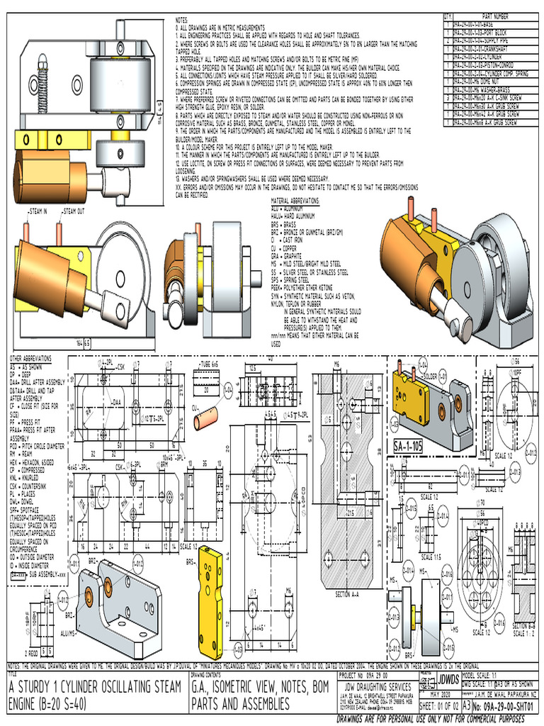 Oscillating Steam Engine Plans | PDF | Screw | Engineering Tolerance