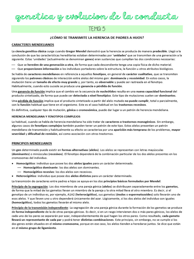 TEMA 5 | Descargar gratis PDF | Dominancia (Genética) | Alelo