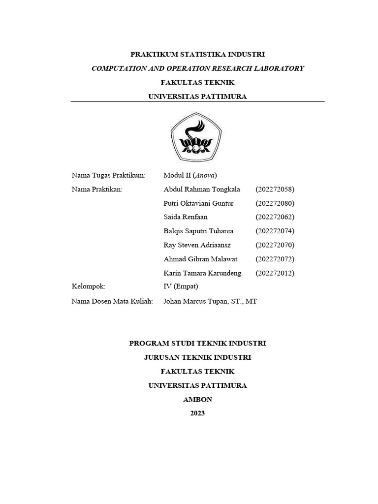 Modul Ii Anova Statistika Industri Kelompok Iv | PDF