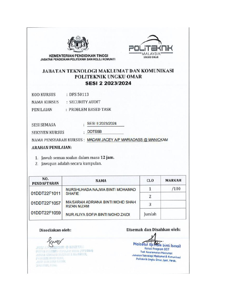 Problem Based Task Security Audit | PDF | Security | Computer Security