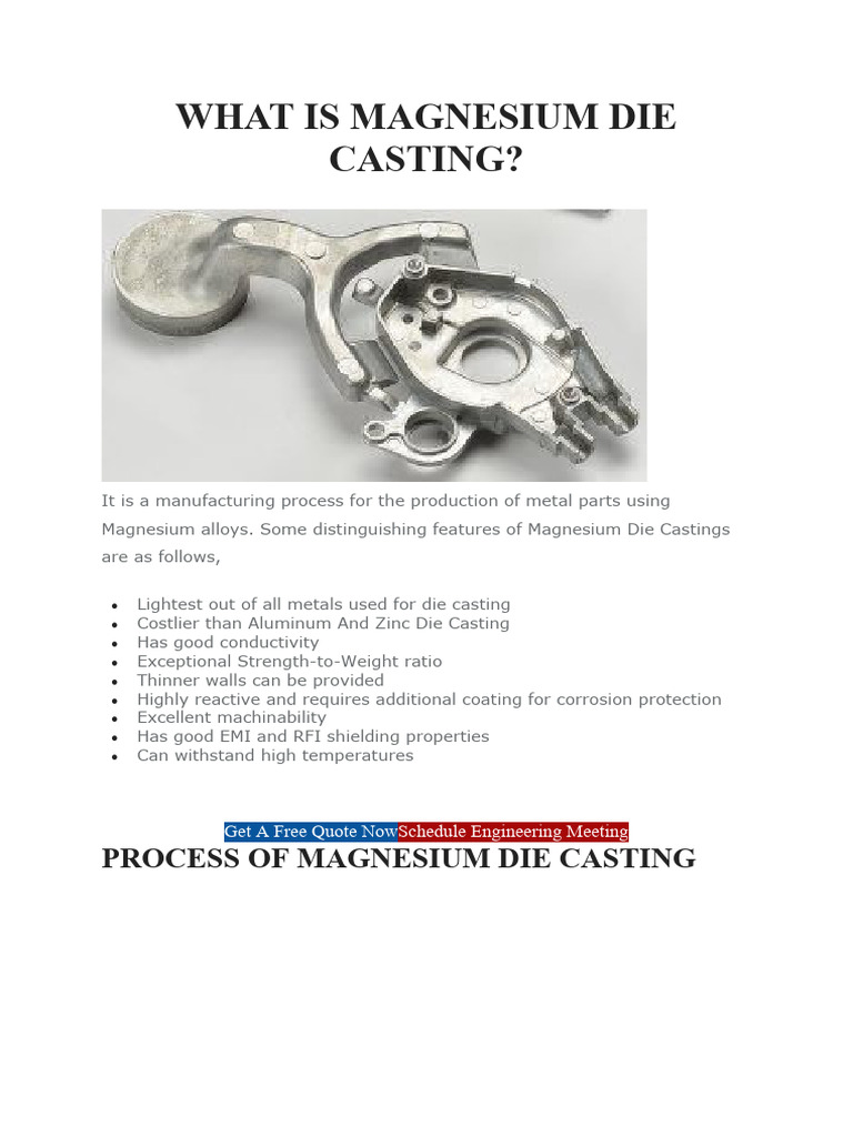 Magnesium Die Casting Overview | PDF | Magnesium | Metals