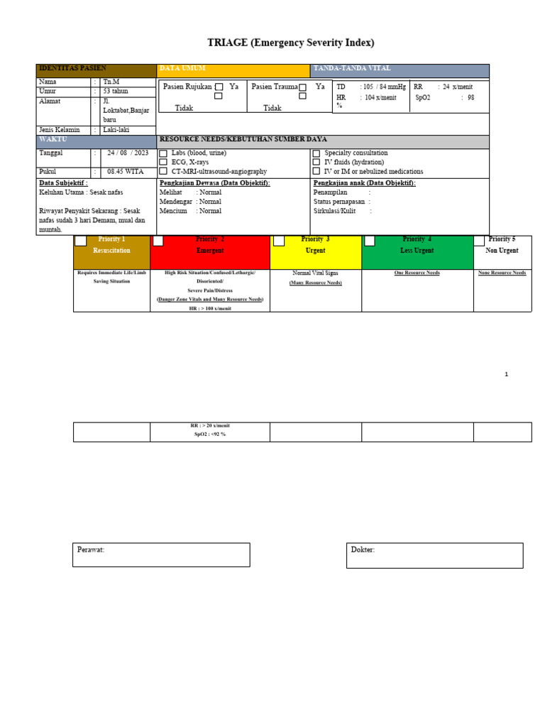 Emergency Severity Index Triage Guide | PDF | Symptoms And Signs ...