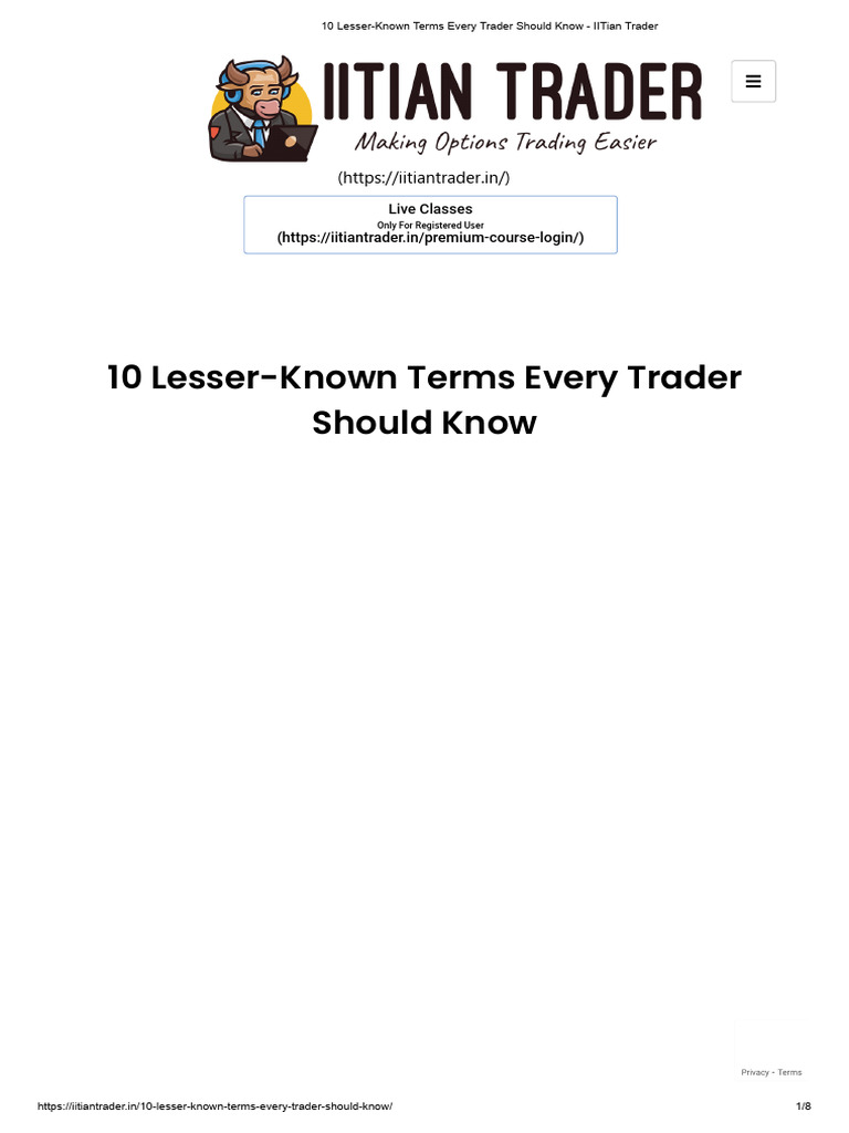 10 Lesser Known Terms Every Trader Should Know IITian Trader | PDF | Stocks | Market Trend