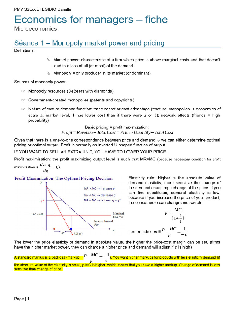 Ef01 - SPR - Fiche | PDF | Monopoly | Profit (Economics)