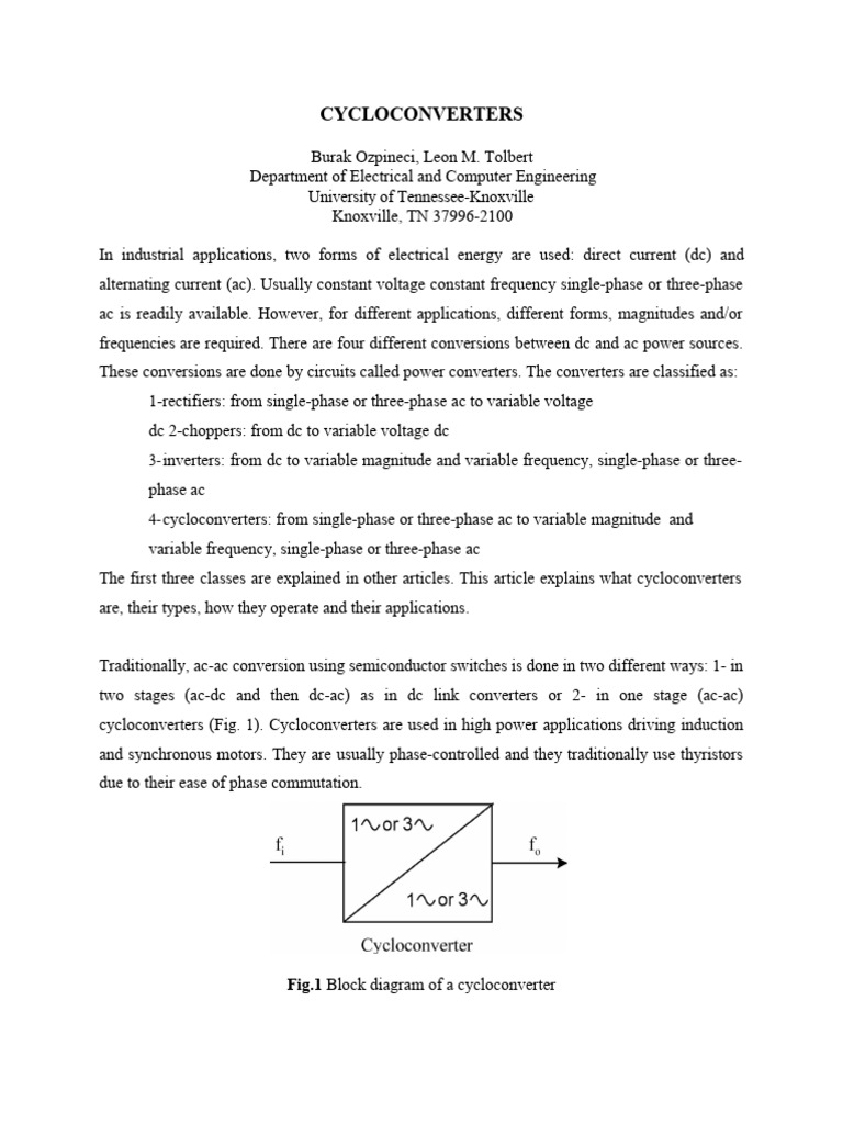 Cycloconvertertutorial | PDF | Power Inverter | Rectifier