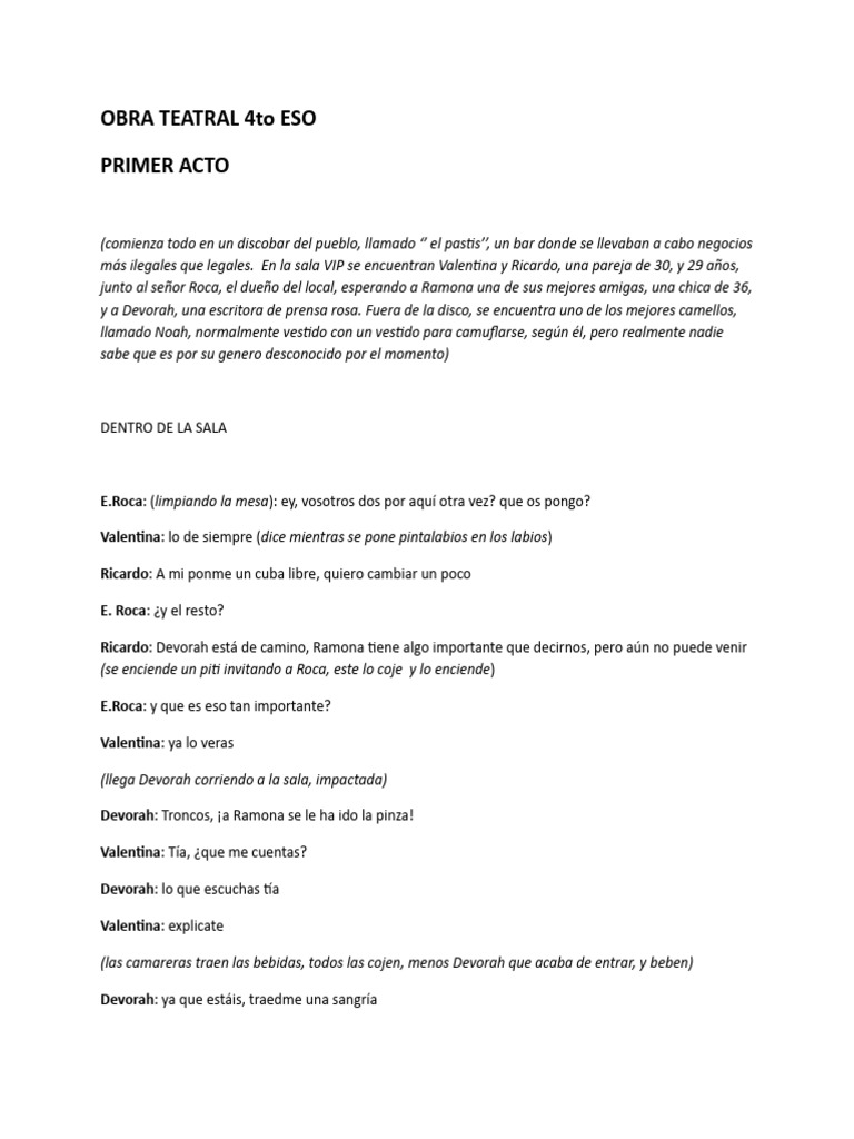 Primer Acto Obra Teatral 4to ESO | PDF