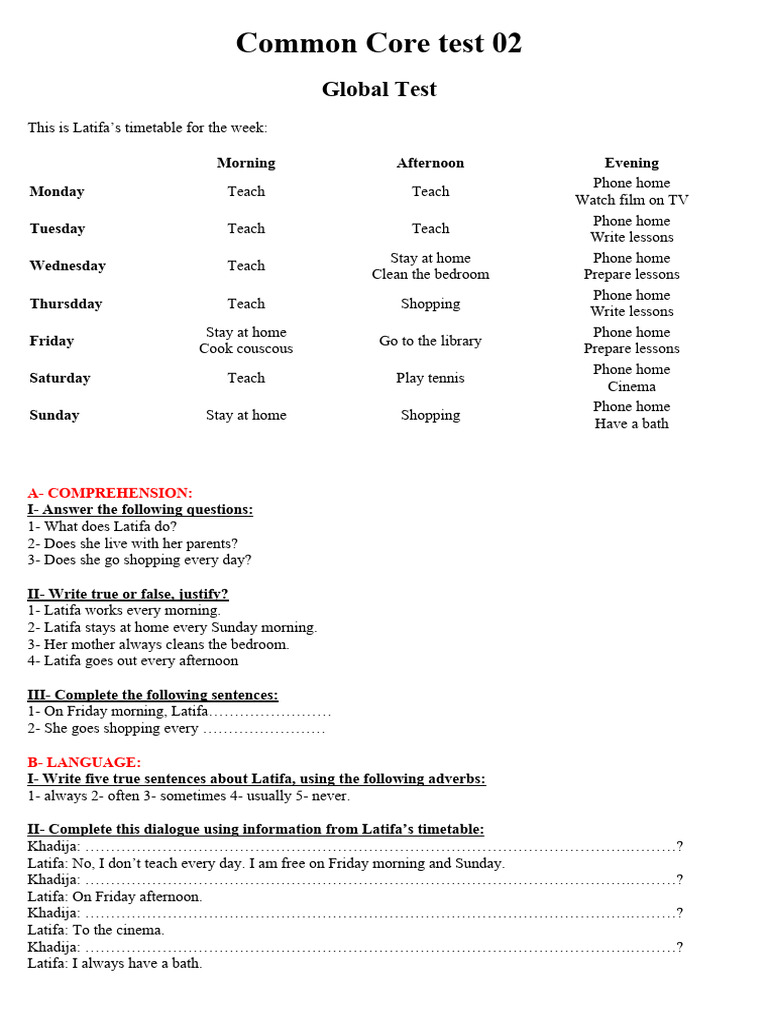 Common Core Test 2 | PDF | Linguistics