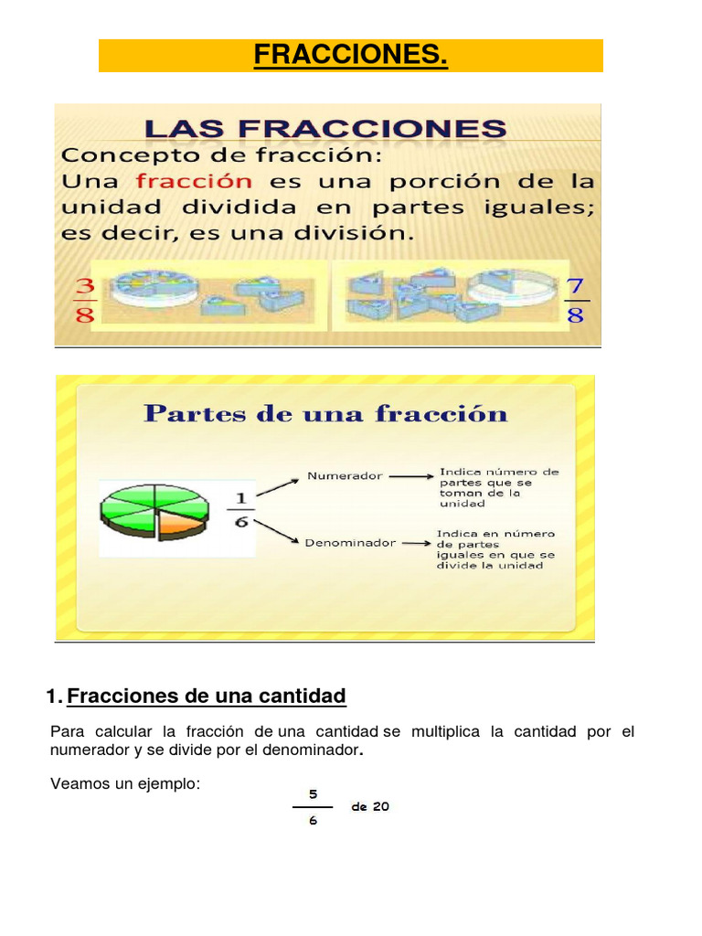 Fracciones Teoria | PDF | Matemática Elemental | Notación Matemática