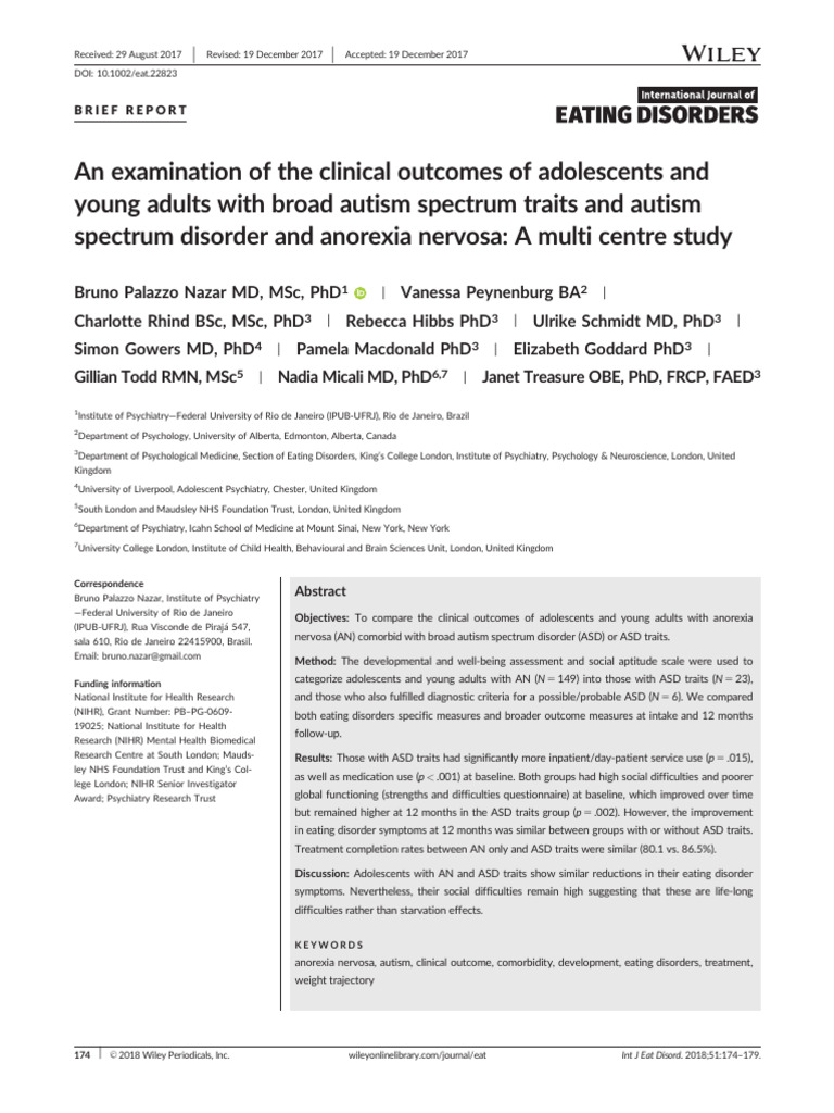 Intl J Eating Disorders - 2018 - Nazar - An Examination of The Clinical ...