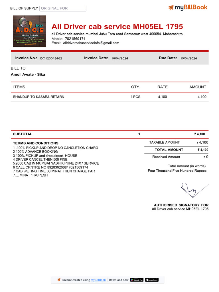 DC123018462 Sales - Invoice Amol Awate Sika | PDF