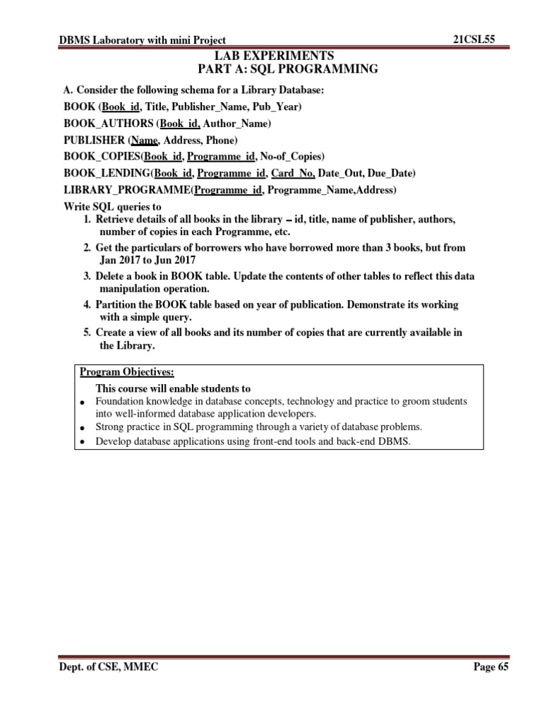 21CSL55_DBMS LAB-69-115 | PDF | Databases | Sql