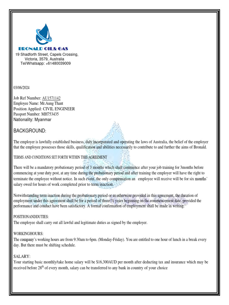 Soft Copy of Contract Agreement Letter | Download Free PDF | Employment ...