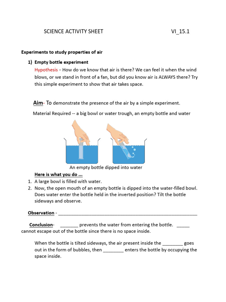 Air Properties Experiments for Kids | PDF | Combustion | Soil
