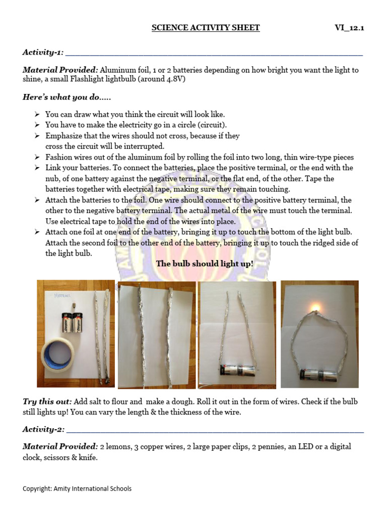 VI - 12.1 - Electricity & Circuits - G-46 - Vibha - Stu | PDF | Wire ...