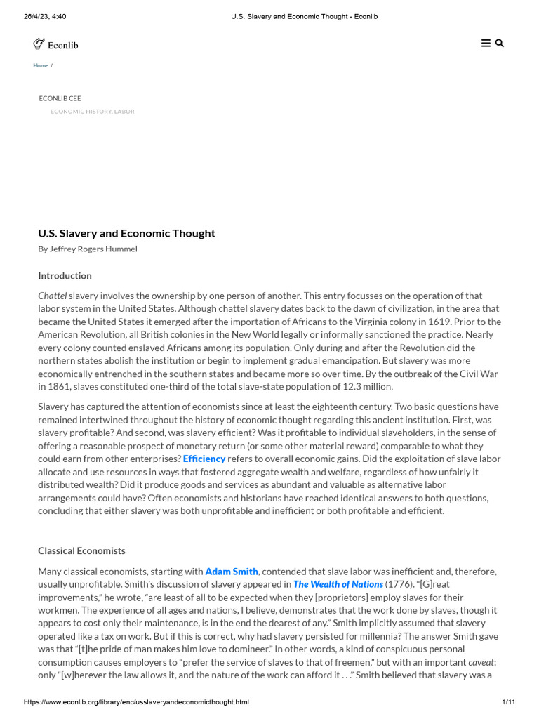 U.S. Slavery's Economic Impact Explained | PDF | Slavery In The United ...