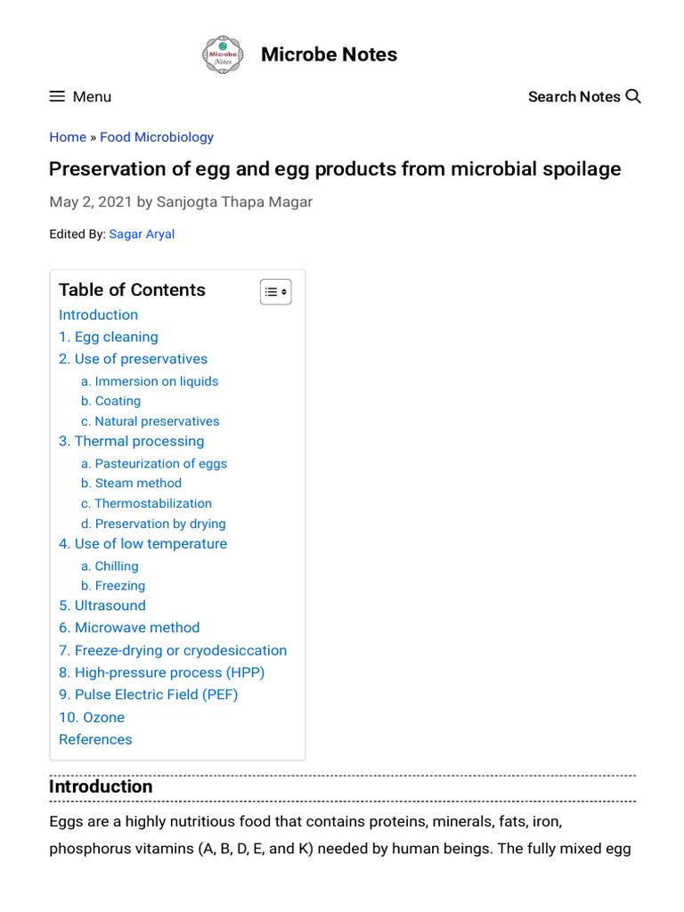 Egg Preservation Methods Against Spoilage | PDF | Food Preservation ...