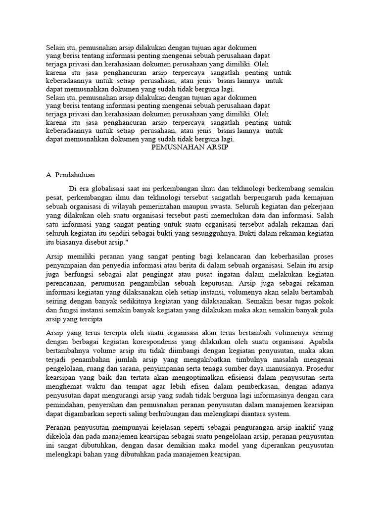 Bahan Tugas Pemusnahan Arsip Tri | PDF