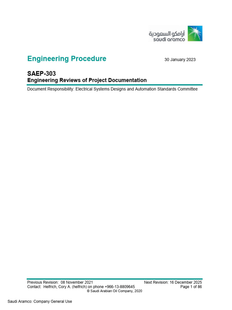 Engineering Reviews Procedure SAEP-303 | PDF | Specification (Technical ...