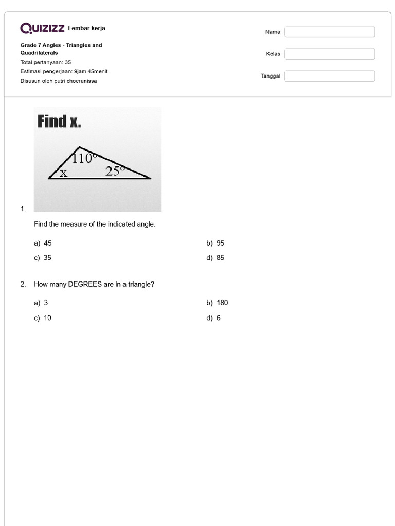 Grade 7 Angles - Triangles and Quadrilaterals Chacha | PDF | Triangle ...