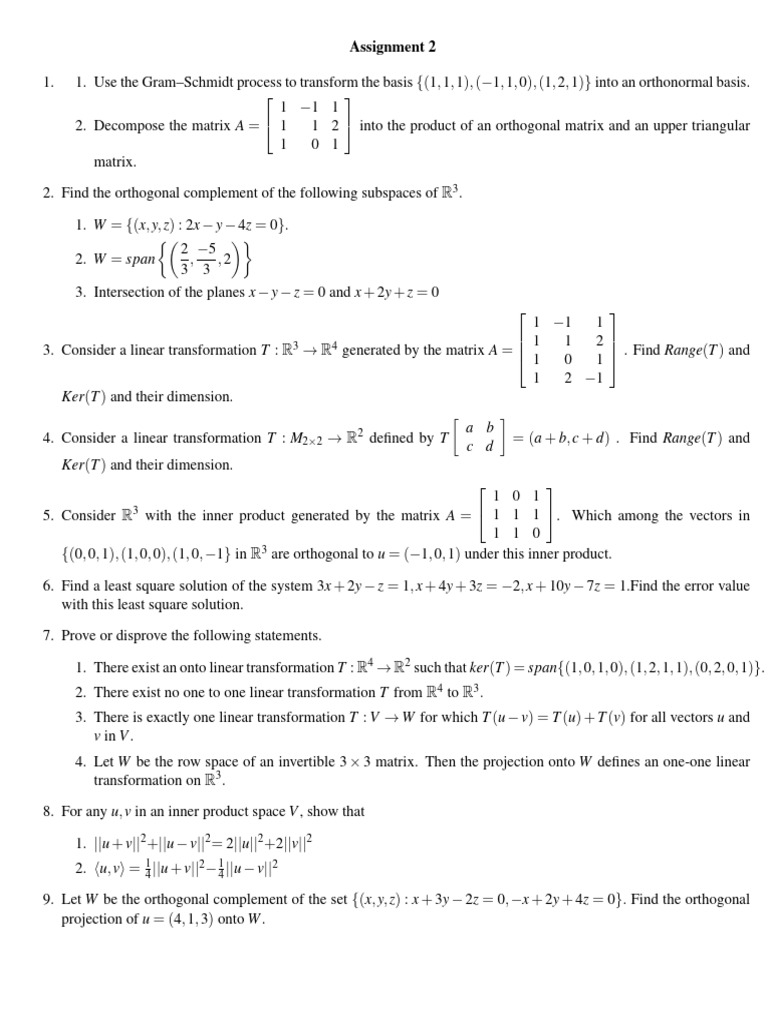 Assignment 2 | PDF | Functional Analysis | Linear Algebra