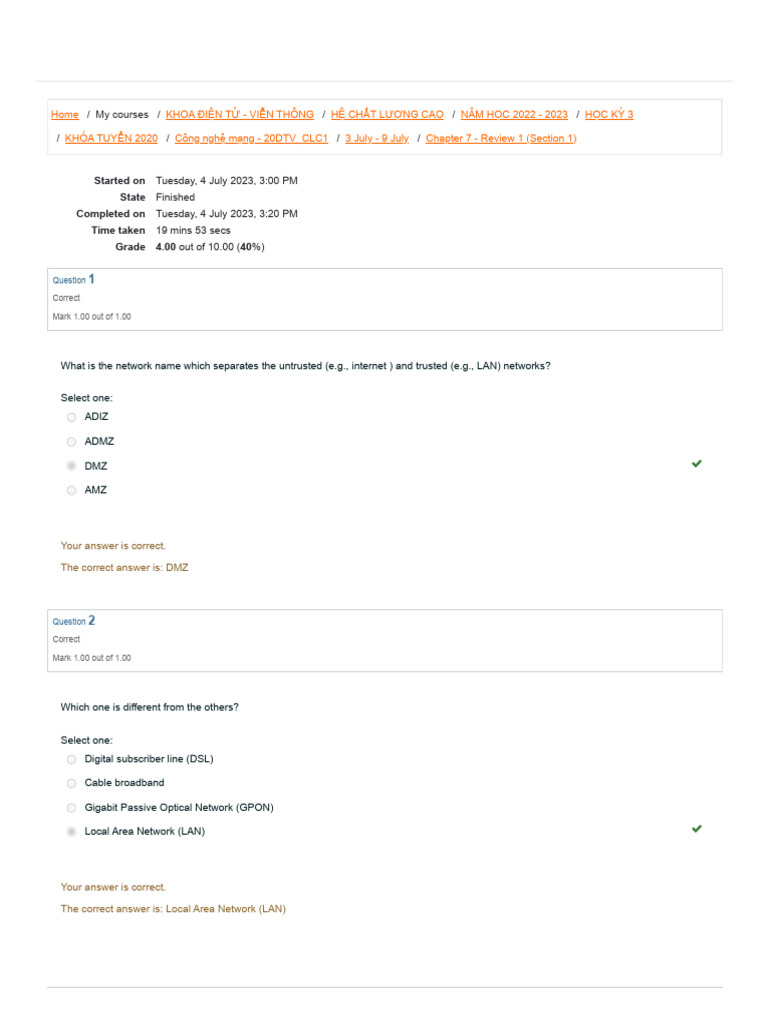 Chapter 7 - Review 1 (Section 1) - Attempt Review | PDF | Router (Computing) | Network Architecture