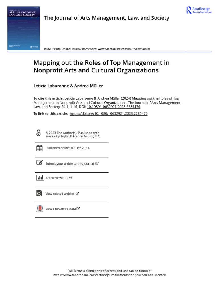 Mapping Out The Roles of Top Management in Nonprofit Arts and Cultural ...