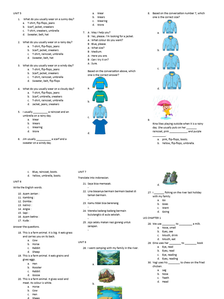 English Kelas 5 Pdf Scarf Clothing