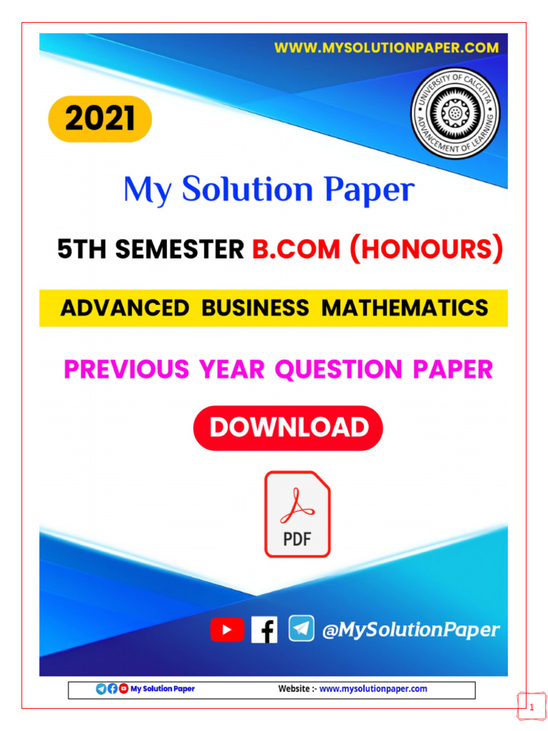 2021 (H) Advanced Business Mathematics 5th Semester Question Paper by ...