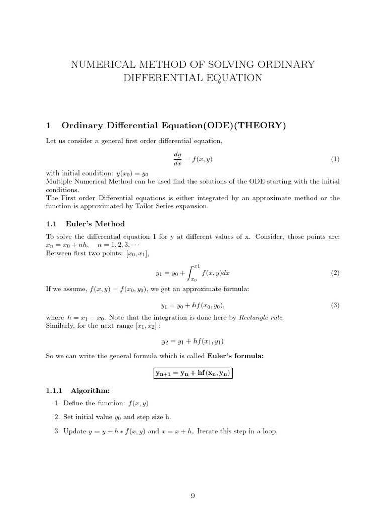 Differential Equation Pdf Ordinary Differential Equation Algorithms