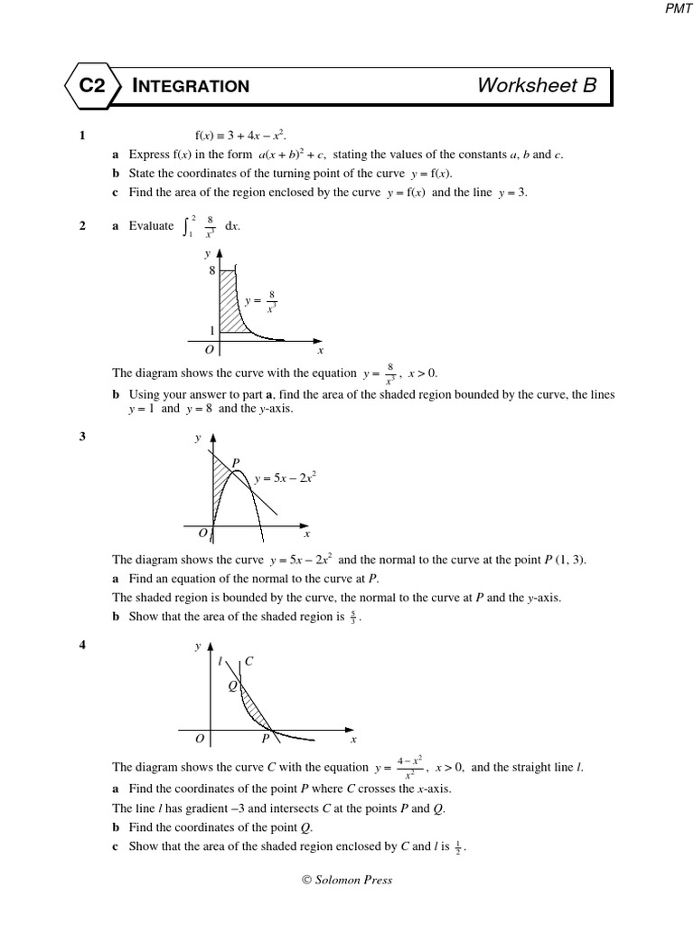Integration Worksheet 2 | PDF | Mathematical Physics | Mathematics