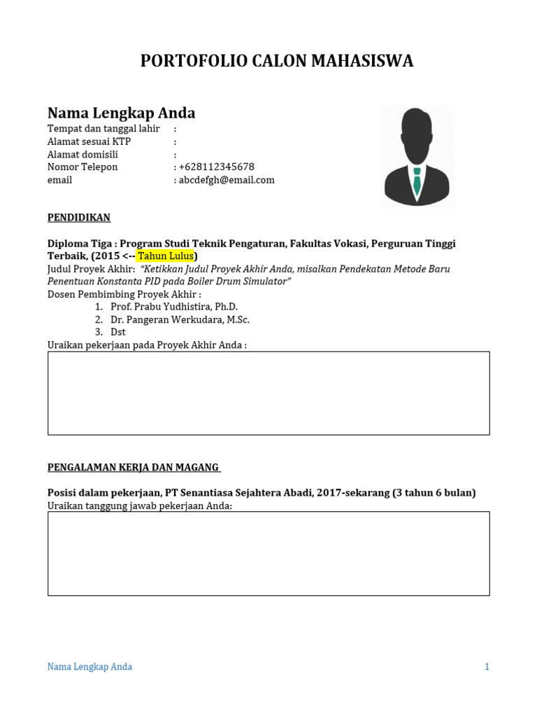 Template Portofolio RPL A2 | PDF