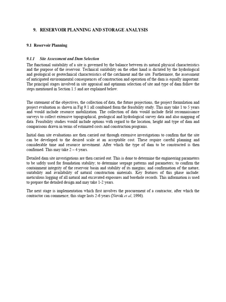 Reservoir Planning and Storage Analysis | PDF | Discharge (Hydrology) | Dam
